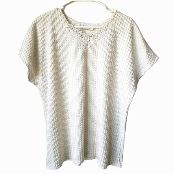Madewell | Tops | Alicestuart Textured Short Sleeve Off White Blouse W ...